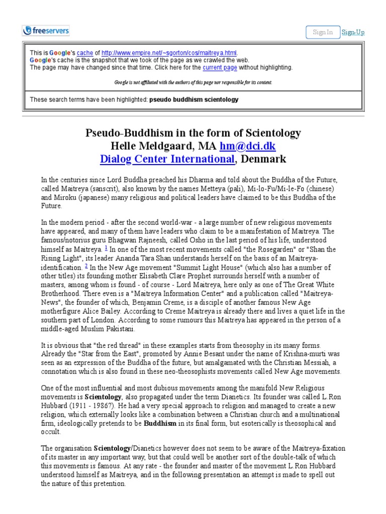 Pseudo-Buddhism in The Form of Scientology | PDF | New Religious ...