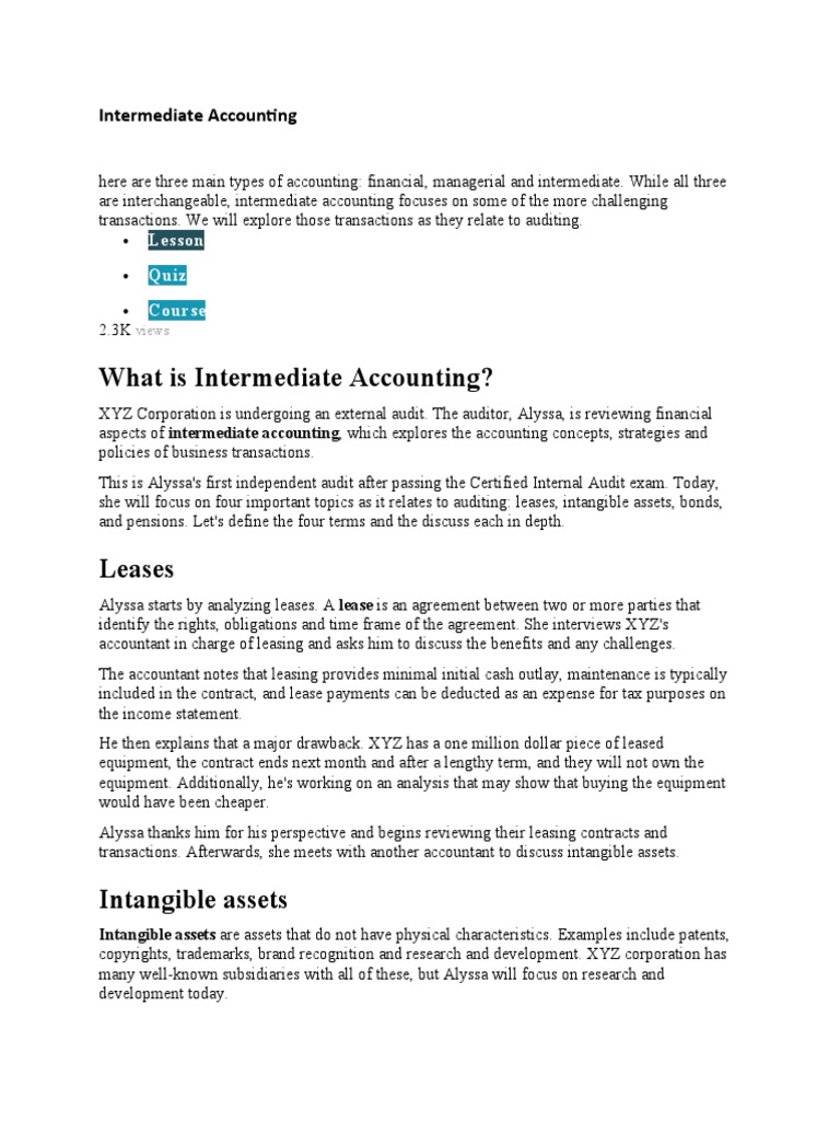 Intermediate Accounting All Summaries and Classifications 1 | PDF ...