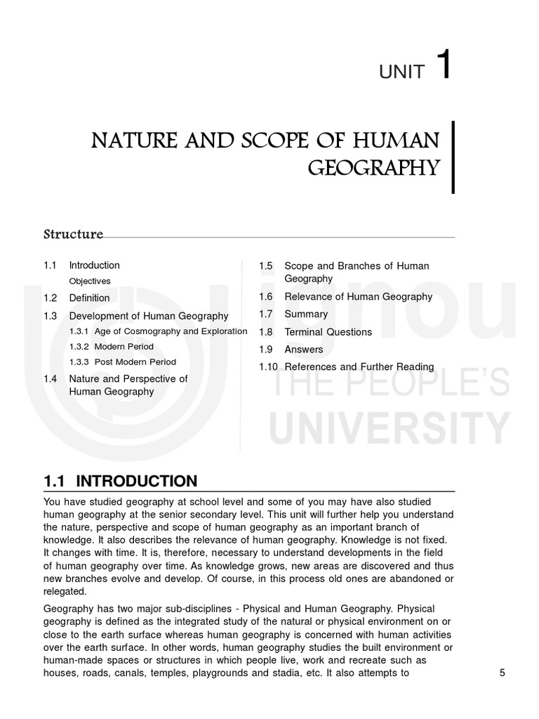 Nature and Scope of Human Geography: Structure | PDF | Geography | Space