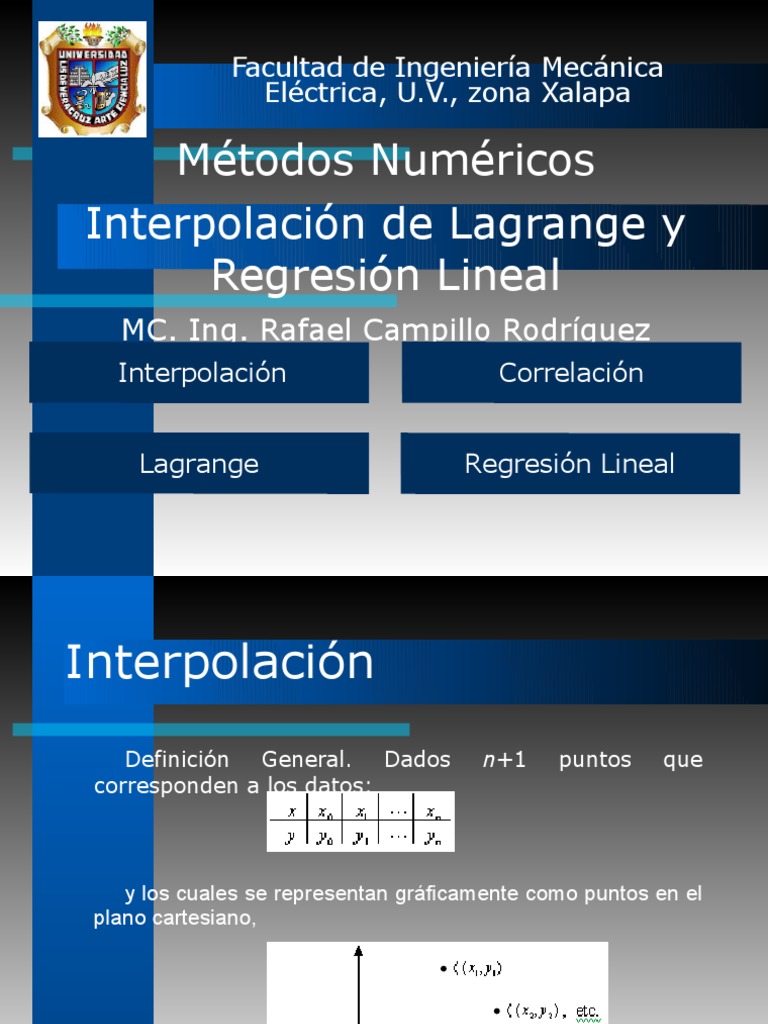 Interpolación y Regresión Lineal | PDF | Correlación y dependencia ...