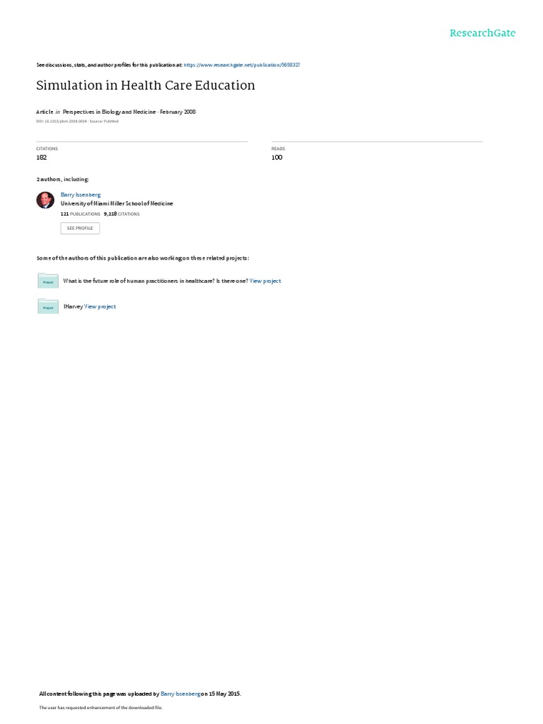 Simulation in Health Care Education: Perspectives in Biology and ...