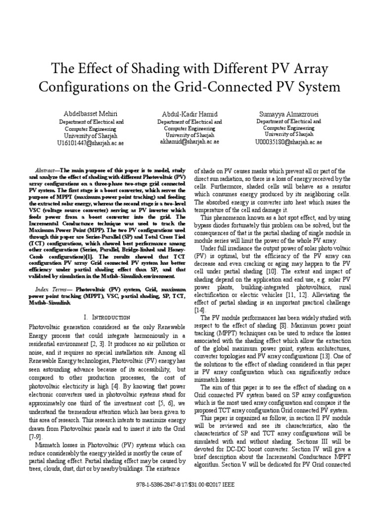 The Effect of Shading With Different PV Array Configurations On The ...