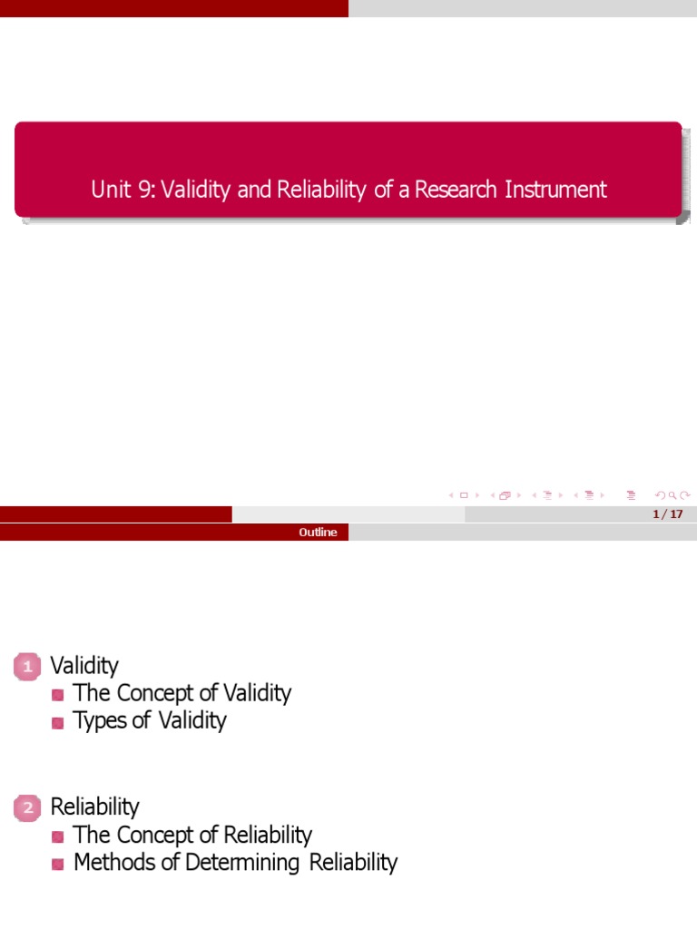 Unit 9 - Validity and Reliability of A Research Instrument | Download ...