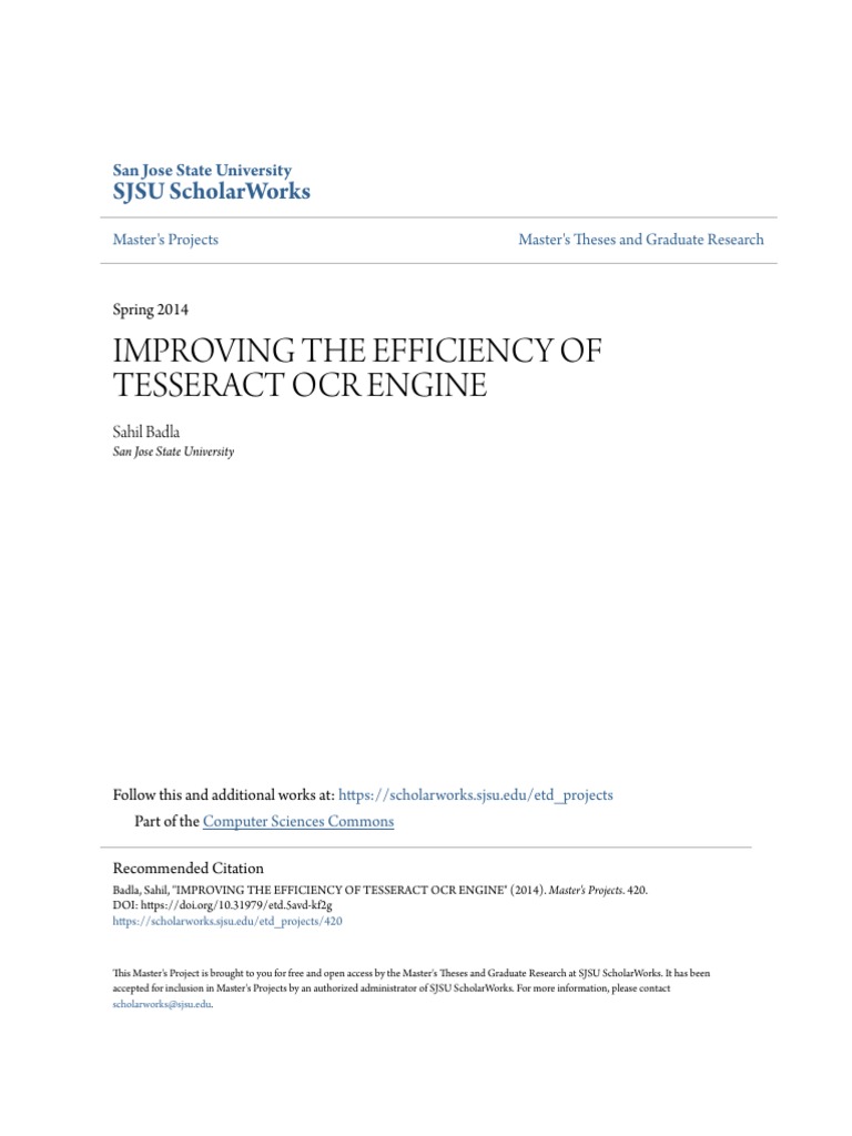 Improving The Efficiency of Tesseract Ocr Engine | Download Free PDF ...