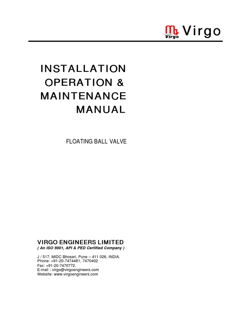 Installation, Operation and Maintenance Manual for Virgo Engineers ...