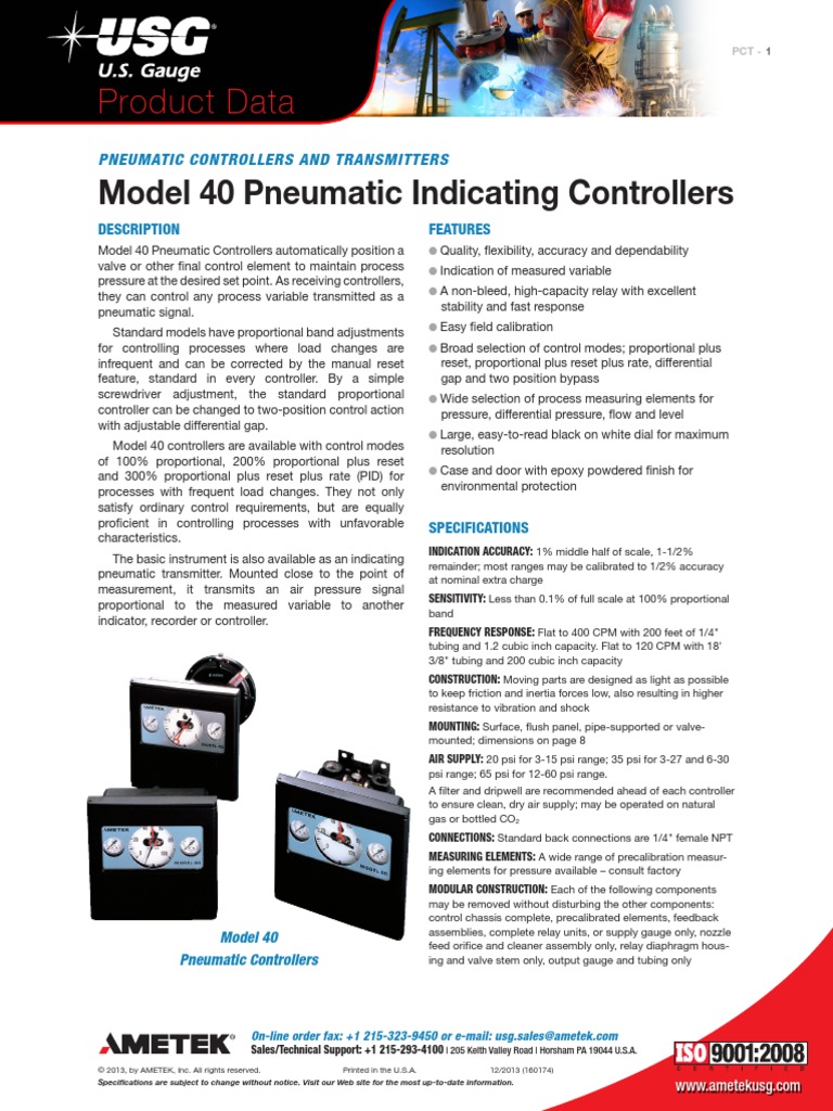 Model 40 Pneumatic Indicating Controllers: Product Data | PDF ...