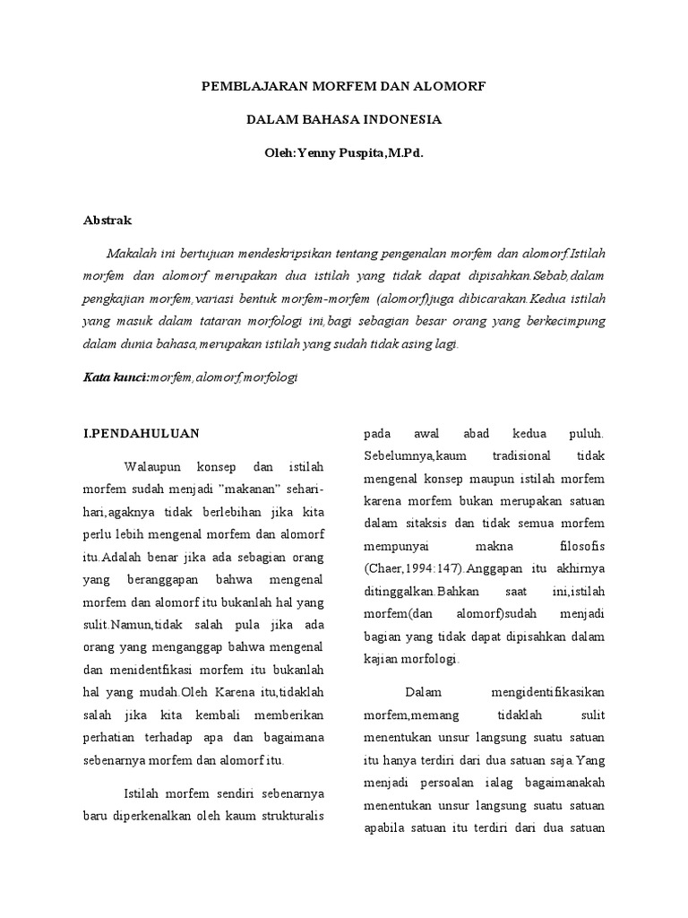 Pemblajaran Morfem Dan Alomorf | PDF