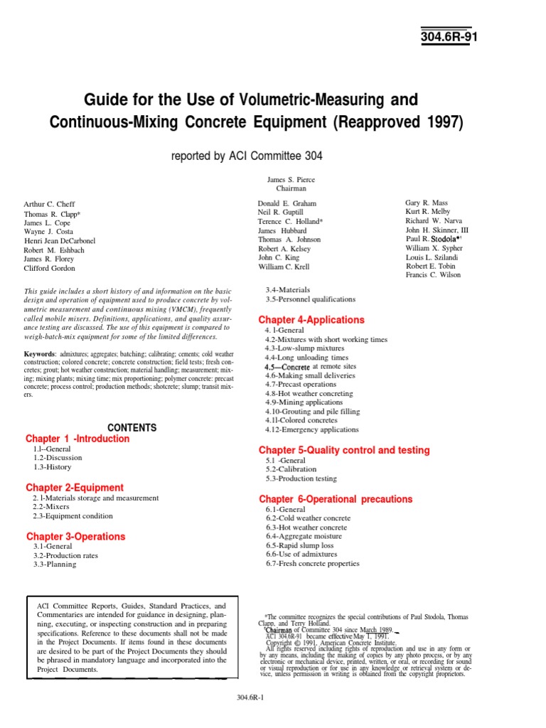 ACI 304.6R-91 Guide For The Use of Volumetric-Measuring | PDF ...
