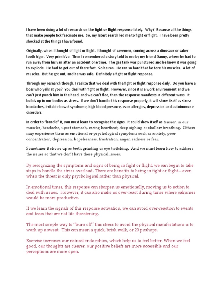 Fight or Flight Pt. 1 | PDF | Stress (Biology) | Fight Or Flight Response