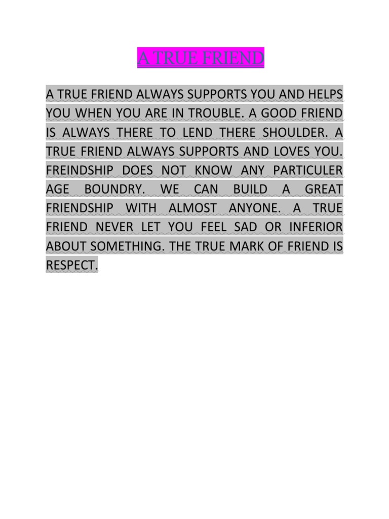 A True Friend | PDF | Self-Improvement
