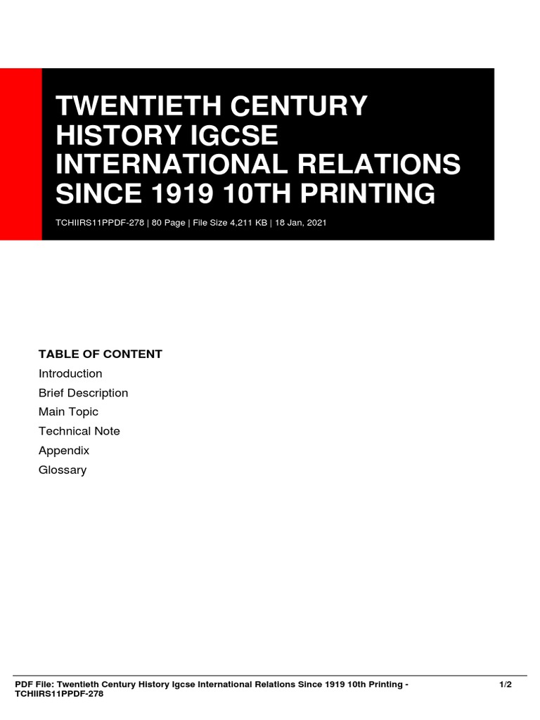 IGCSE International Relations Since 1919 | PDF