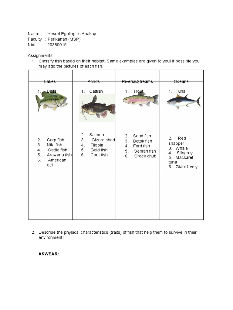 Assignments of Fish Habitat | PDF
