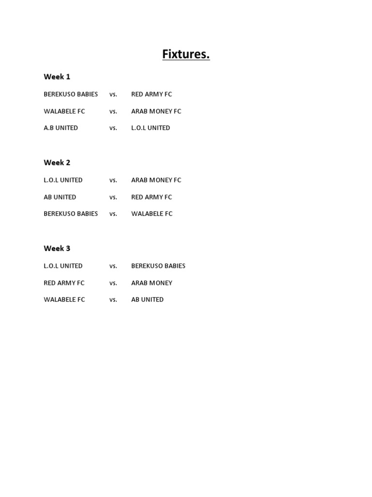 BUMDES League Match Fixtures | PDF | Sports & Recreation