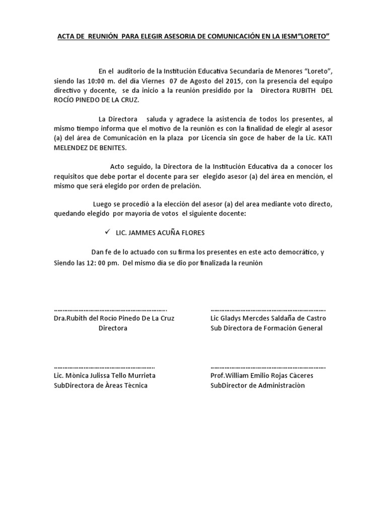Acta de Elección - Asesor | PDF | Maestros | Modificación de comportamiento