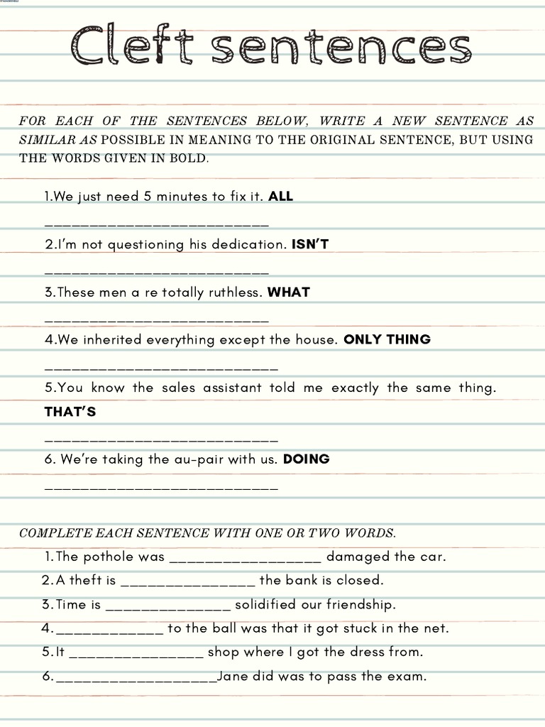 1-Cleft Sentences Exercises | PDF