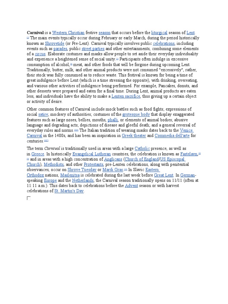 Carnival | PDF | Carnival | February Observances