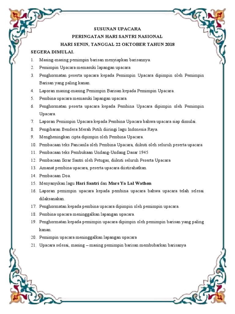 SUSUNAN Upacara Hari Santri | PDF