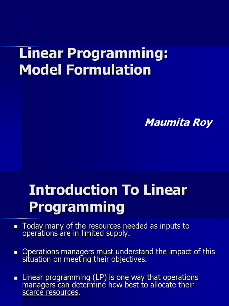 Unit 2 - Linear Programming | PDF | Linear Programming | Mutual Funds