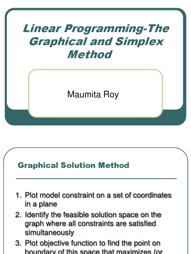 Unit 3 And 4 Linear Programming The Graphical And Simplex Method Unit 2 And 3 Pdf
