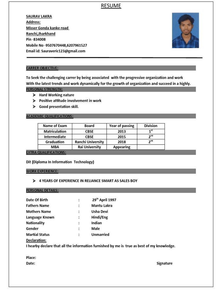 Saurav CV | PDF