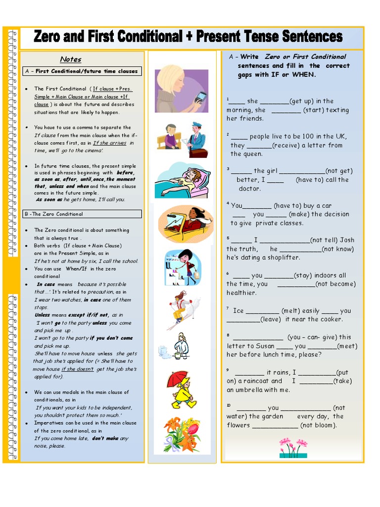 Zero and First Cond Gram and Exercises | PDF | Clause | Grammar