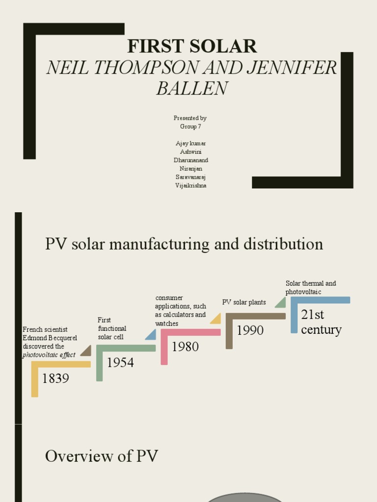 Neil Thompson and Jennifer Ballen: First Solar | PDF | Solar Power ...