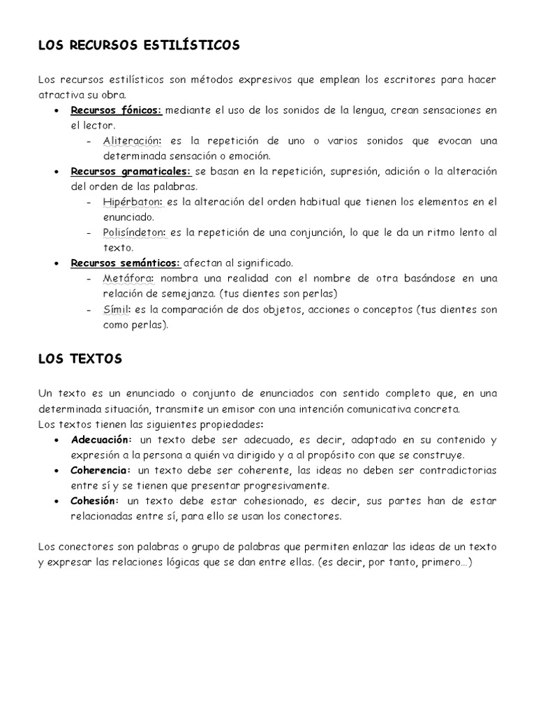 Los Recursos Estilísticos | PDF | Sustantivo | Tipología Lingüística