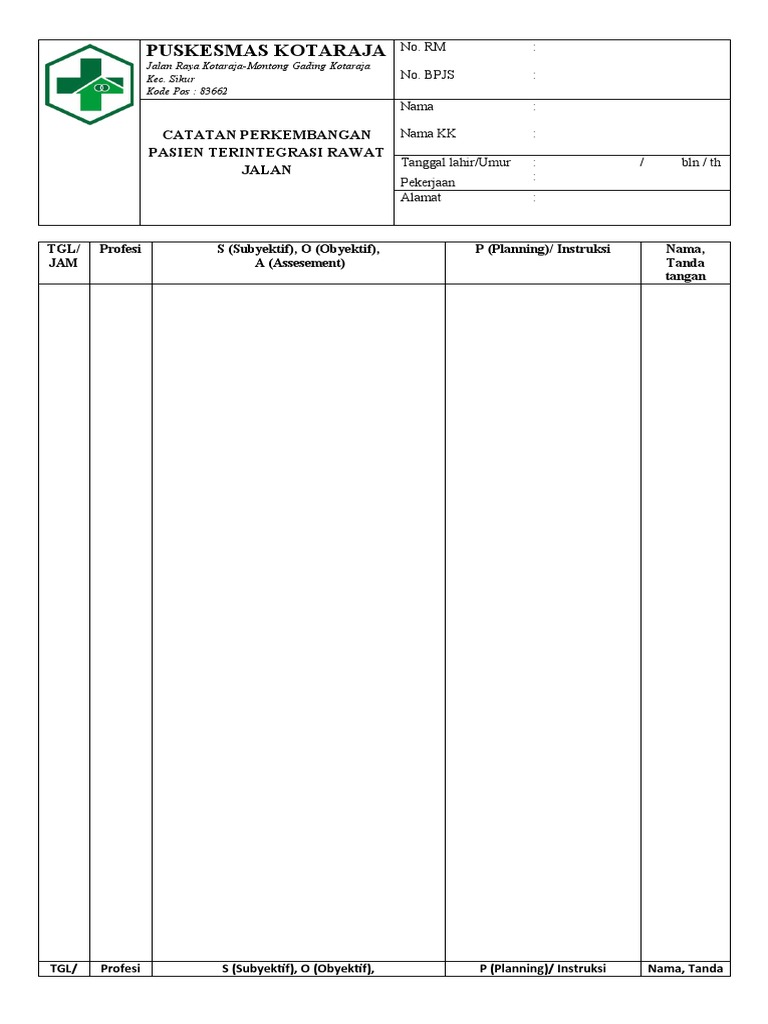 Contoh CPPT Rawat Jalan Puskesmas | PDF