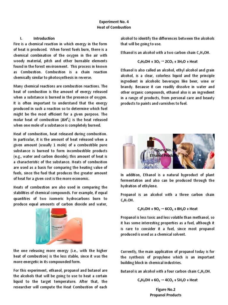 Heat Combustion Laboratory Report | PDF | Mole (Unit) | Combustion