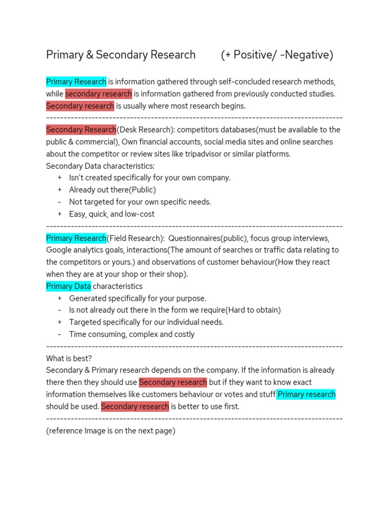 Primary & Secondary Reseach | PDF