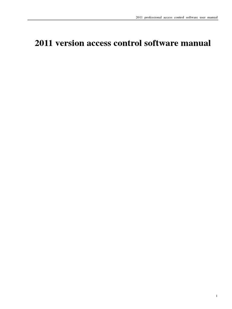 2011 Access Control Software User Manual1 | PDF | Access Control ...