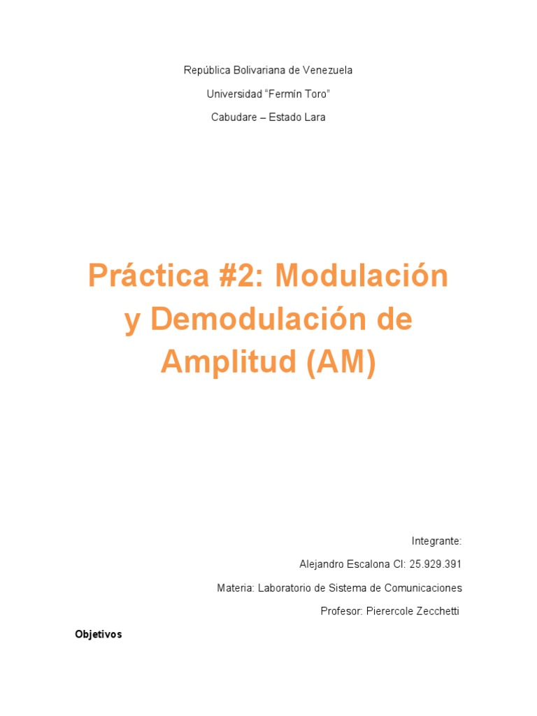 Práctica 2 Modulación y Demodulación de Amplitud (AM) | PDF | Modulación | Radio