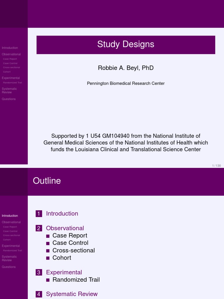 Study Design Presentation | PDF | Cohort Study | Case Report
