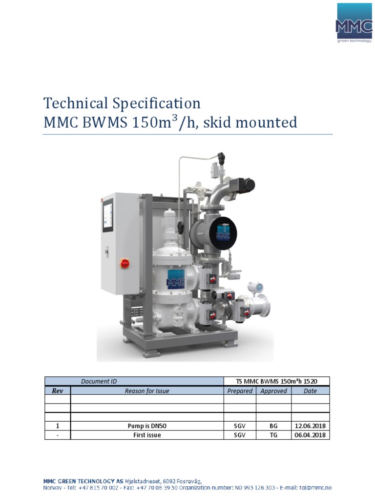 TS MMC BWMS 150m H 1520 - REV-2 | PDF | Valve | Pipe (Fluid Conveyance)