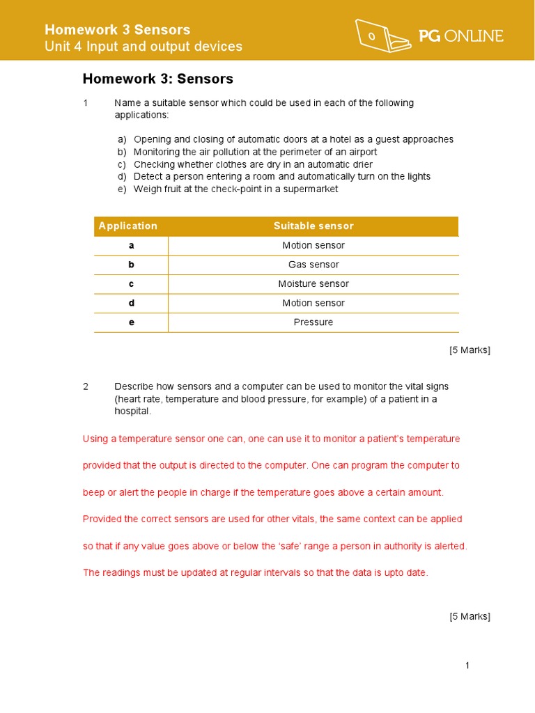 IO Devices Homework 3 Sensors | PDF | Sensor | Rain