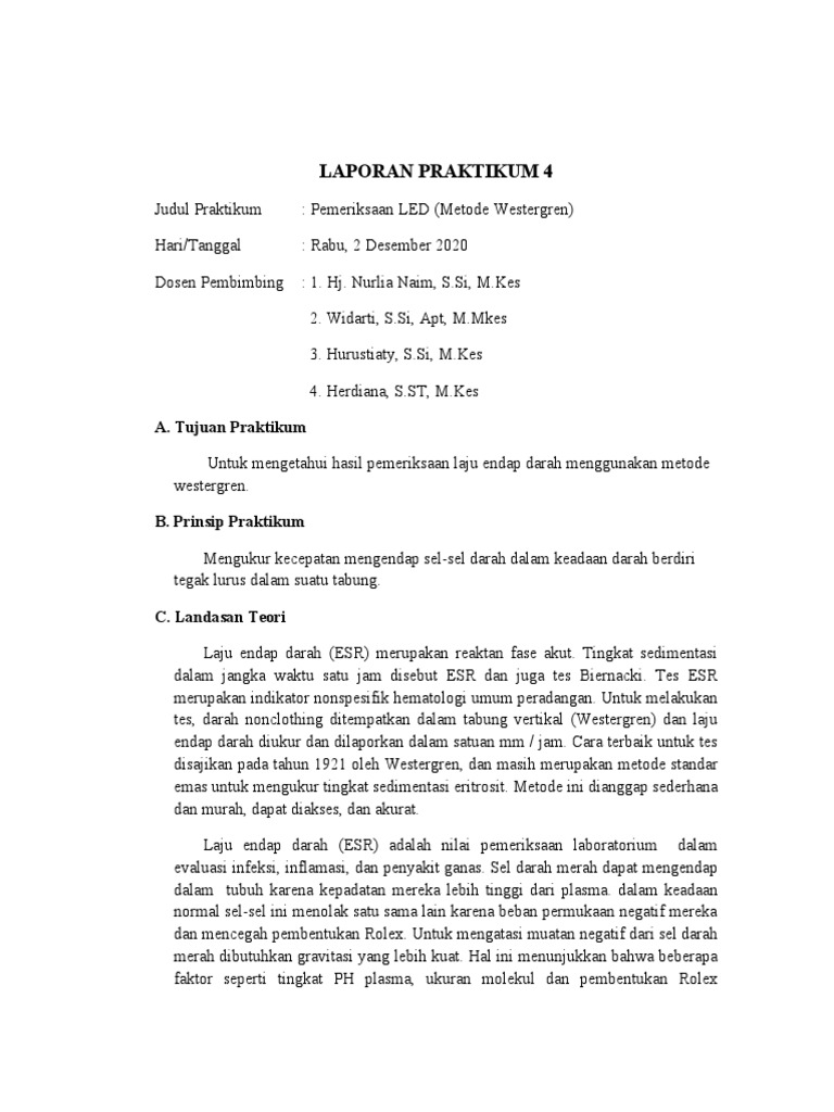 Pemeriksaan LED Metode Westergren | PDF | Pengembangan Diri | Sains ...