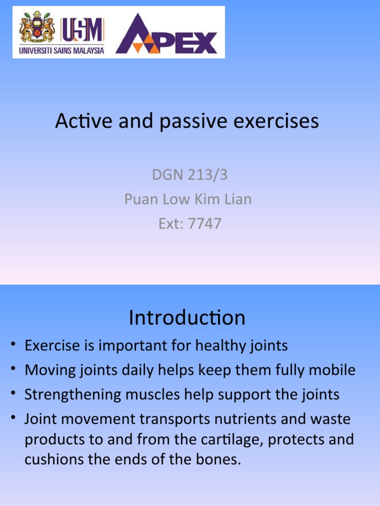 Active and Passive Exercise 1 | PDF | Anatomical Terms Of Motion ...