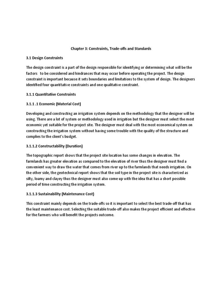 Chapter 3: Constraints, Trade-Offs and Standards 3.1 Design Constraints ...