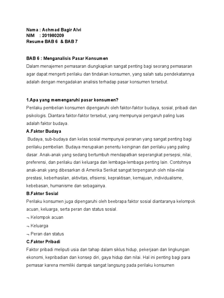 Manajemen Pemasaran Ch.6&7 | PDF