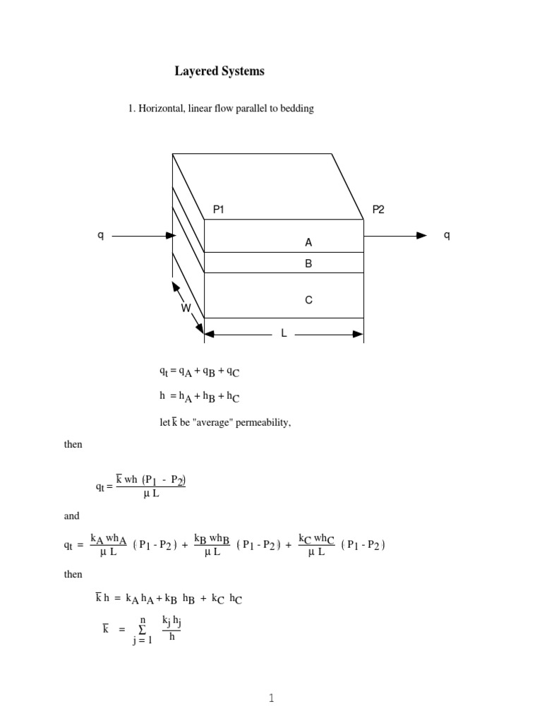 Layered Systems and average permeability. مكامن ٤ | PDF