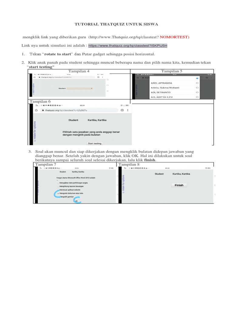Tutorial Thatquiz Untuk Mahasiswa 3 Apb | PDF