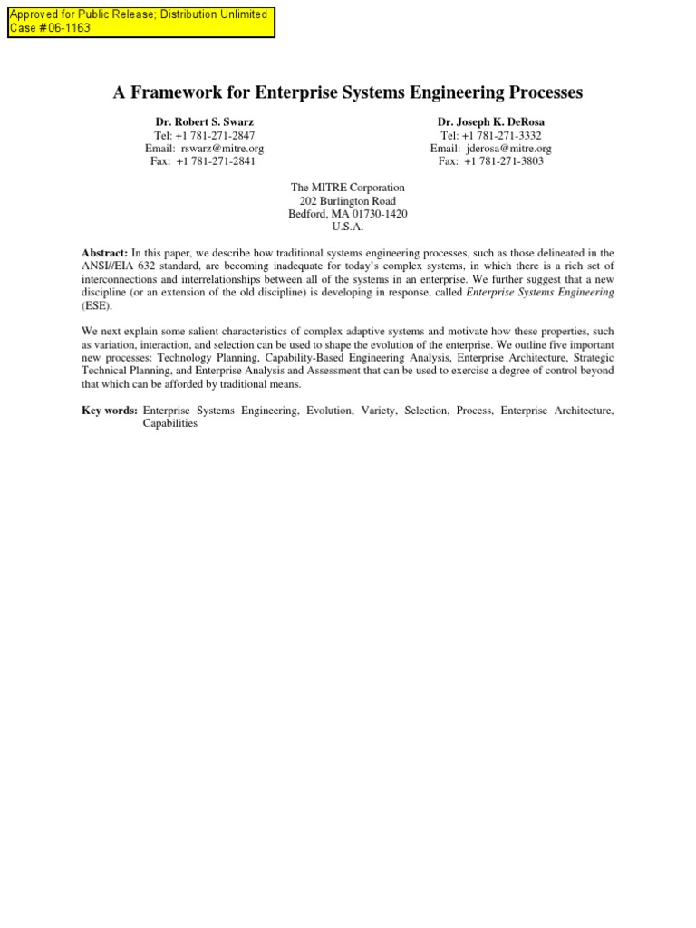 Enterprise Systems Engineering Framework | PDF | Enterprise ...