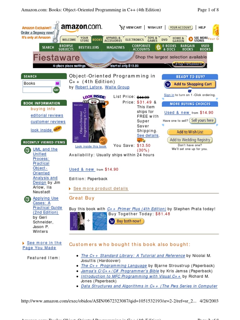 OOP 4th by Robert Lafore | PDF | C++ | Object Oriented Programming