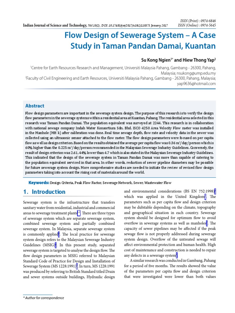 Flow Design of Sewerage System - A Case | PDF | Sanitary Sewer | Wastewater