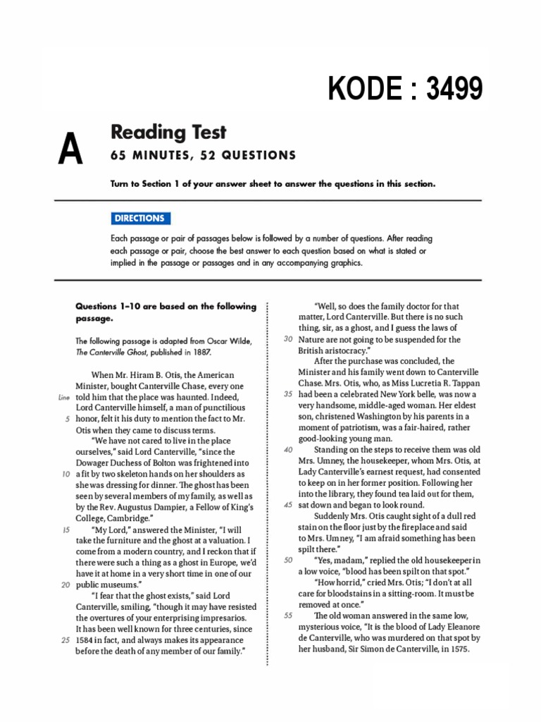 KODE: 3499: Reading Test | PDF | Numbers | Integer