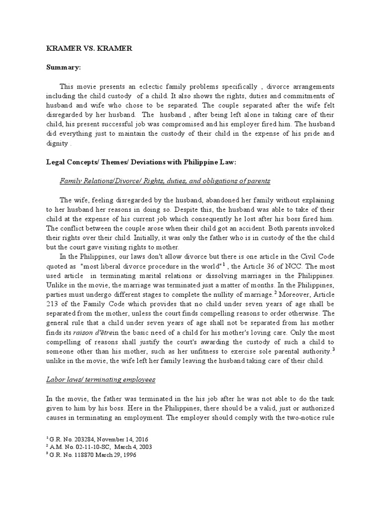 Kramer Vs Kramer | PDF | Divorce | Child Custody