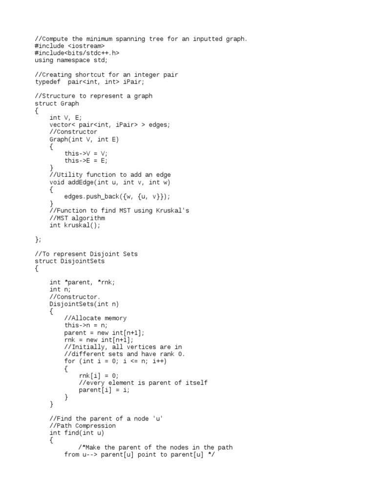 Compute The Minimum Spanning Tree For An Inputted Graph | Download Free ...