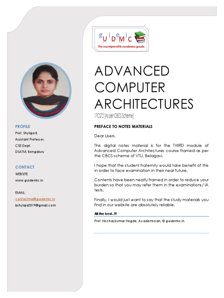 Advanced Computer Architectures: 17CS72 (As Per CBCS Scheme) | PDF | Cpu Cache | Cache (Computing)
