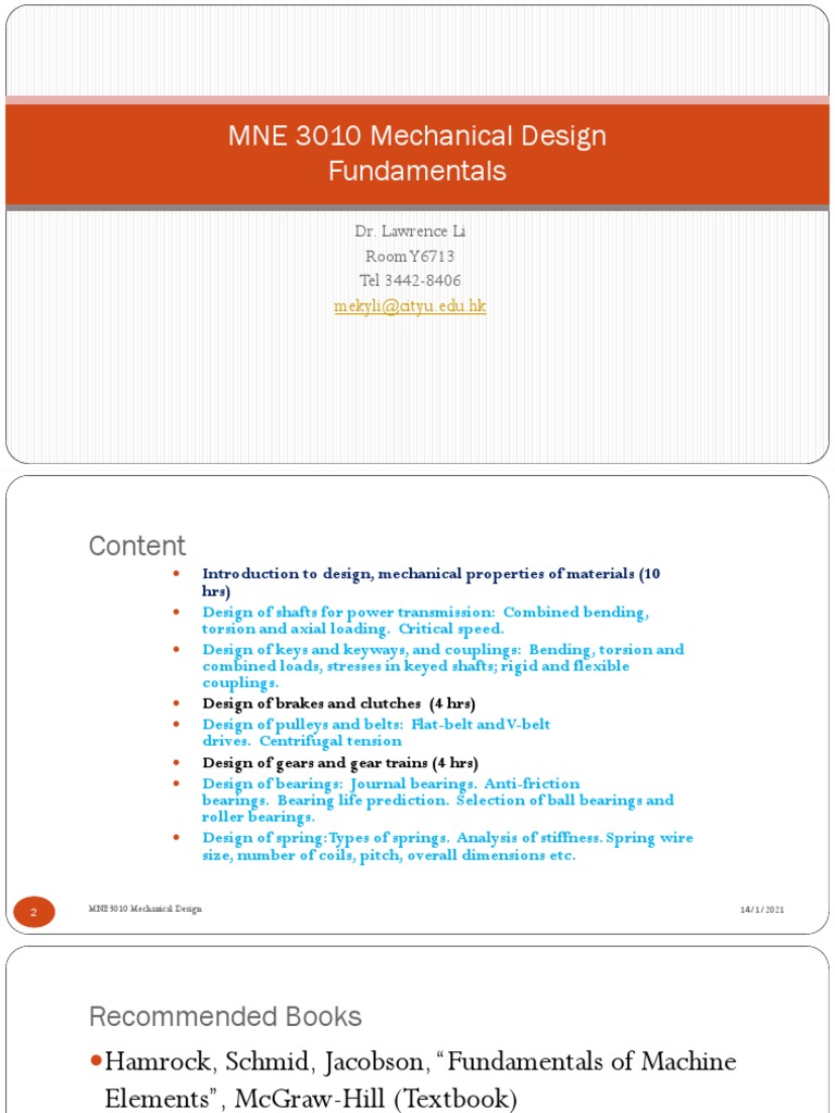 MNE3010 Mechanical Design - Fundamentals Notes | PDF | Mars | Spacecraft
