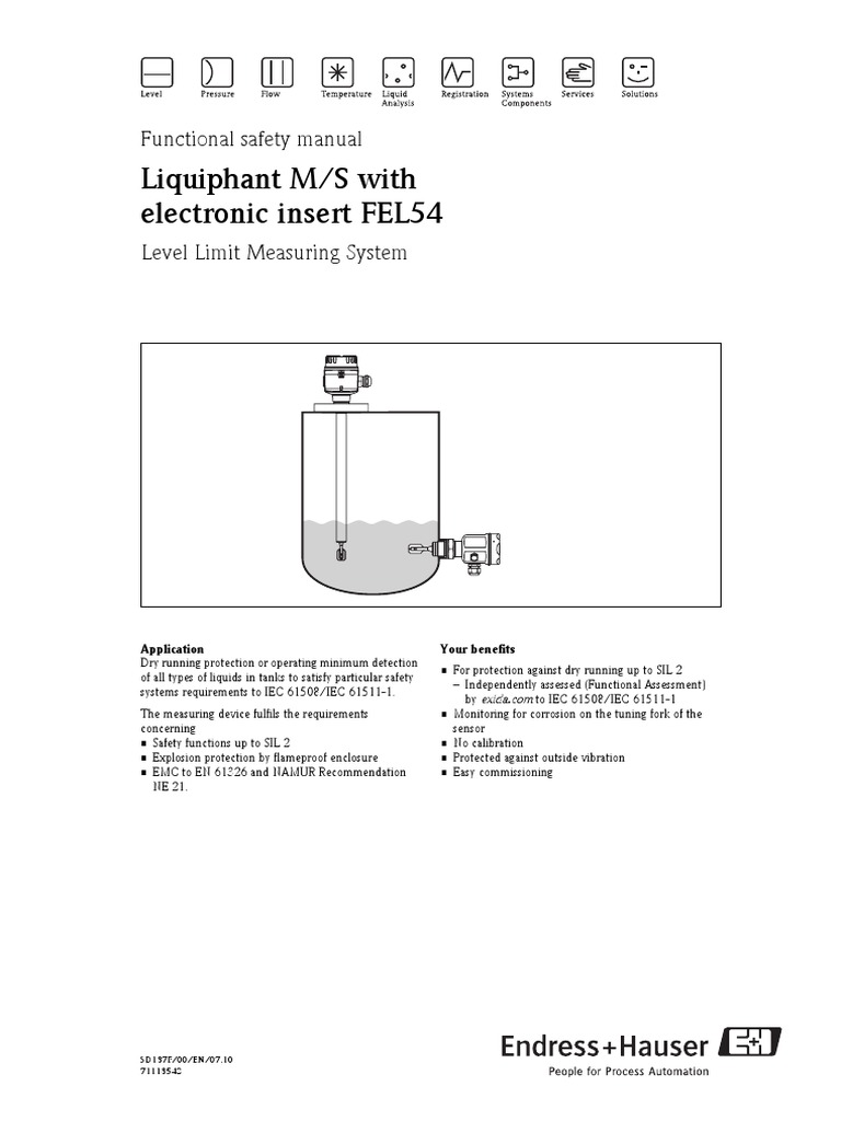 Liquiphant M/S With Electronic Insert FEL54: Functional Safety Manual ...